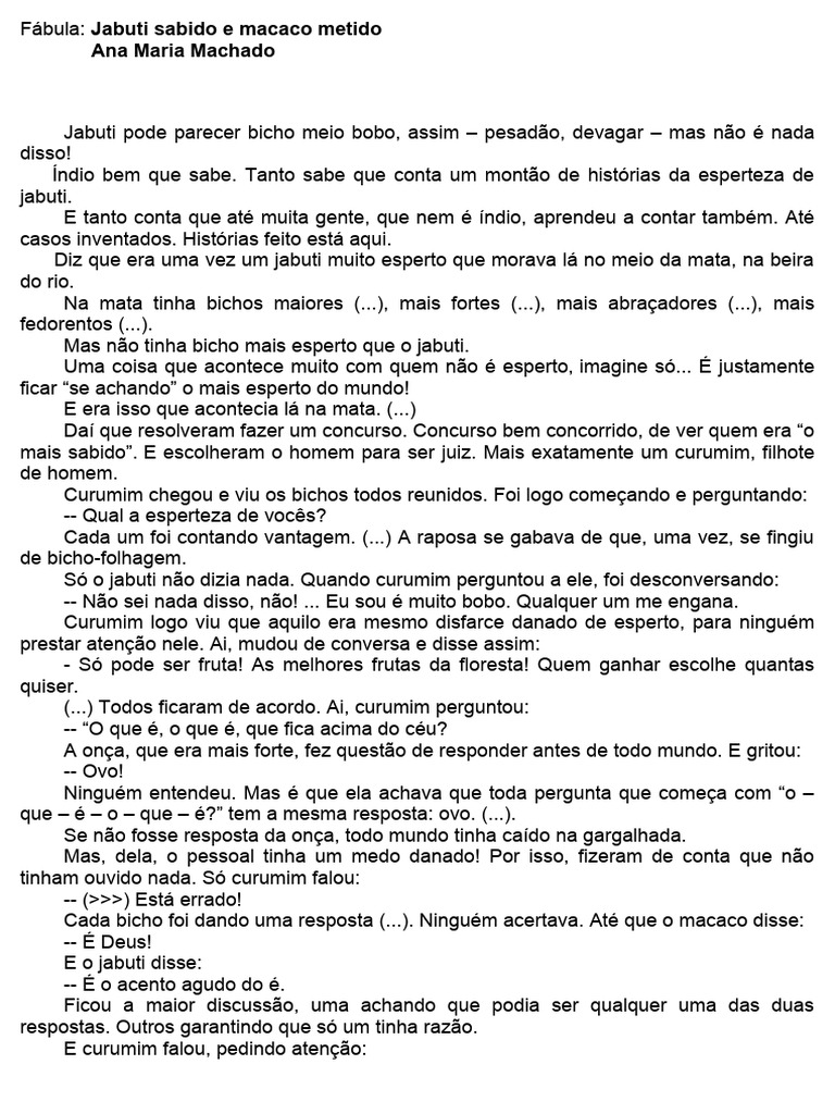 Jabuti Sabido e Macaco Metido | PDF