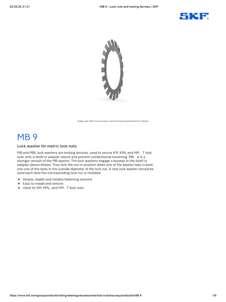 MB 9 - Lock Nuts and Locking Devices - SKF | Download Free PDF ...