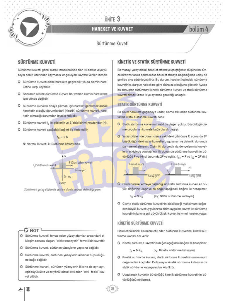 Kuvvet Ve Hareket Surtunme Kuvveti Konu Anlatimi PDF | PDF