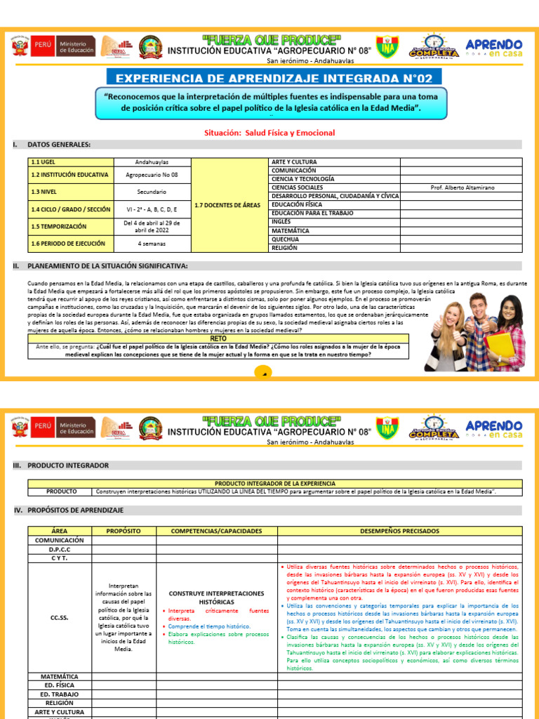 EdA Integrada #2 - CC - SS 2° | PDF | Aprendizaje | Evaluación