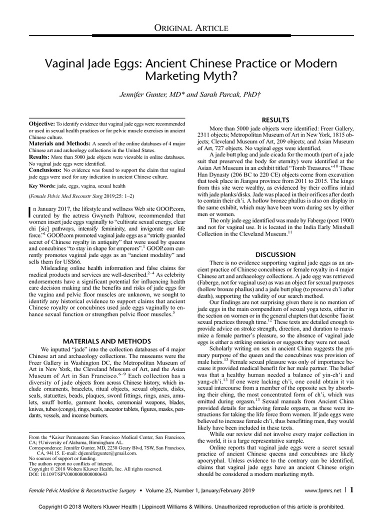 Vaginal Jade Eggs: Ancient Chinese Practice or Modern Marketing Myth? | PDF | Vagina | Orgasm