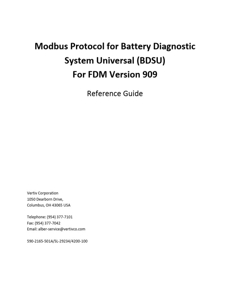 modbus-protocol-for-bdsu-reference-guide | PDF | Electrical Engineering | Computer Architecture