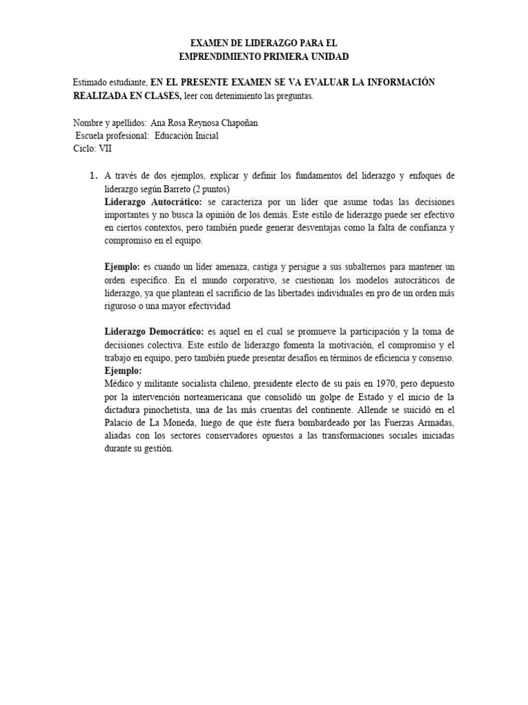 Examen de Liderazgo para El Emprendimiento | PDF | Las emociones ... Examen de Liderazgo para El Emprendimiento | PDF | Las emociones ...