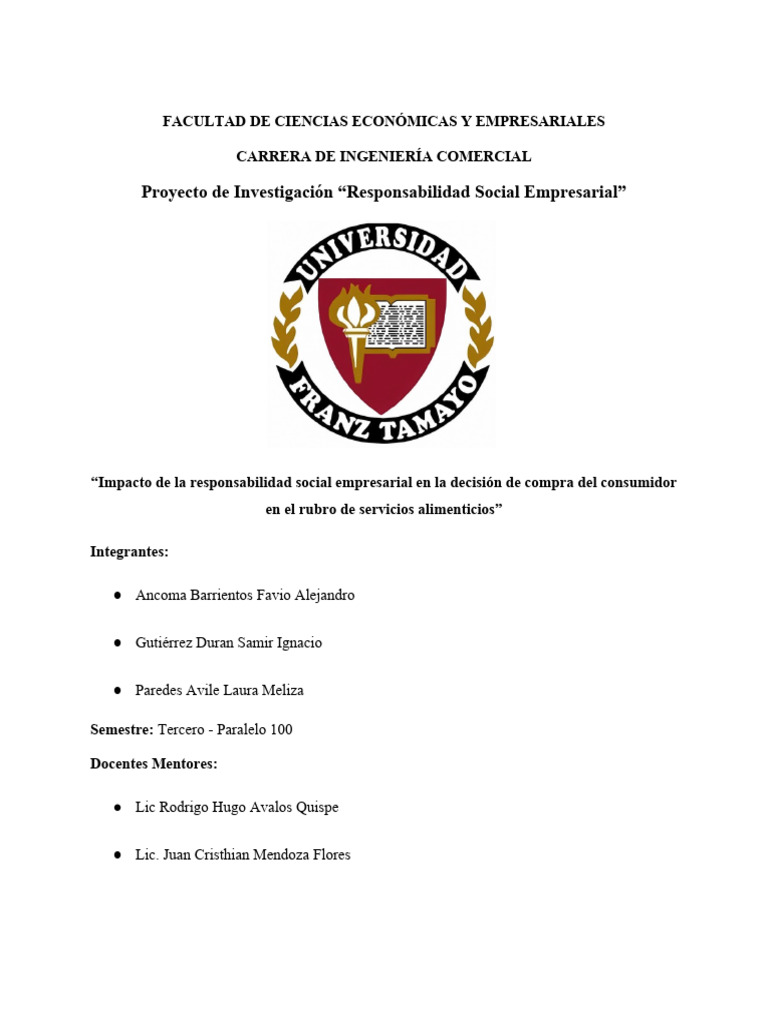 DOC. OFICIAL GRUPO 110 INV | Descargar gratis PDF | Responsabilidad social corporativa | Business