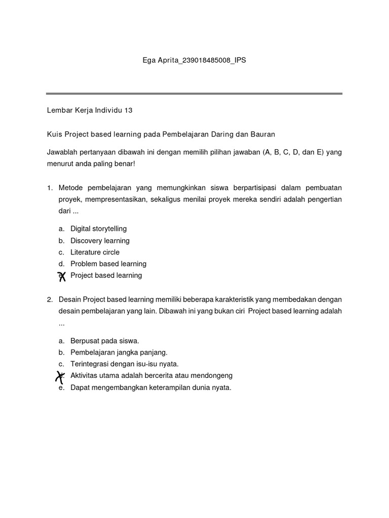 Panduan Project Based Learning | PDF