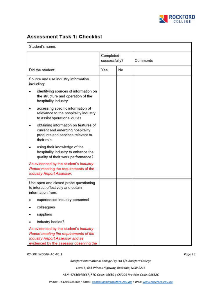 SITHIND006 Assessment Checklist | PDF | Information | World Wide Web
