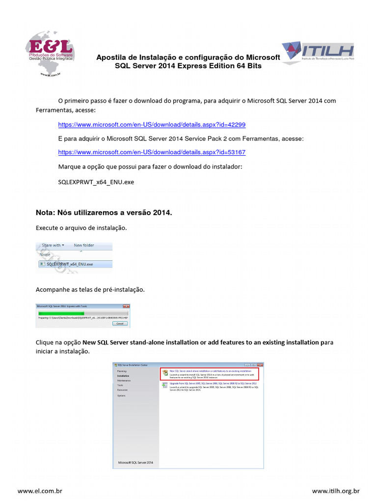 Apostila Final Instalação de SQL 2014 Revisada 2017 | PDF | Microsoft ...