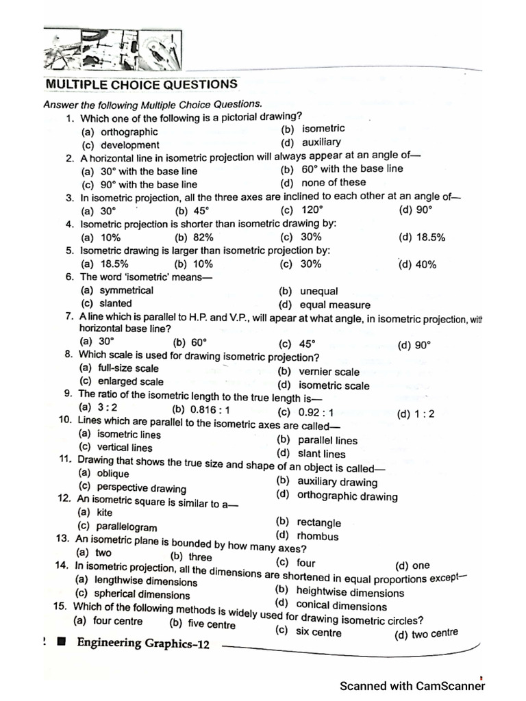 Isometric Proj Mcqs | PDF