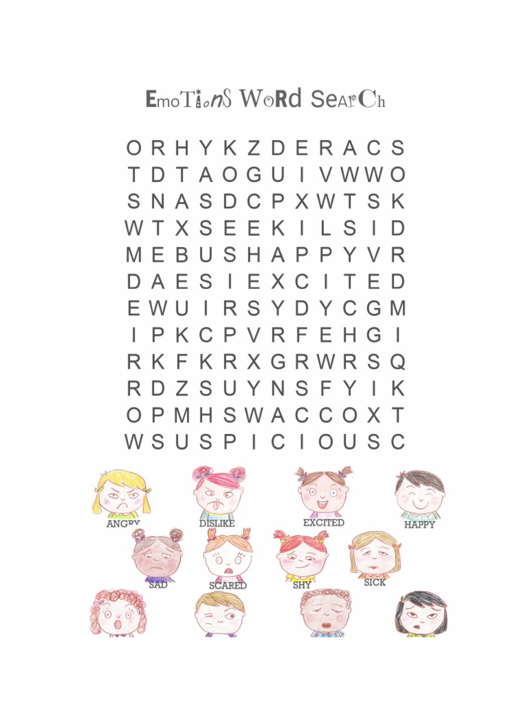 Tarea - Emotions Word Search | PDF