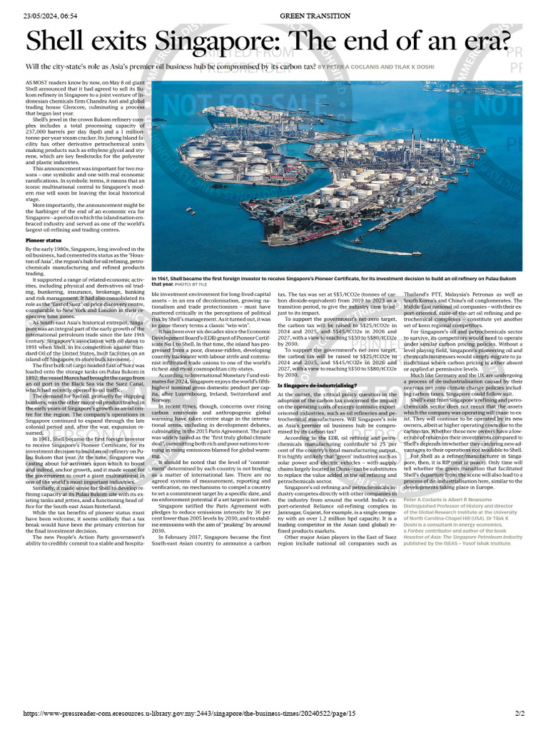 GREEN TRANSITION - Shell Exit Singapore | PDF