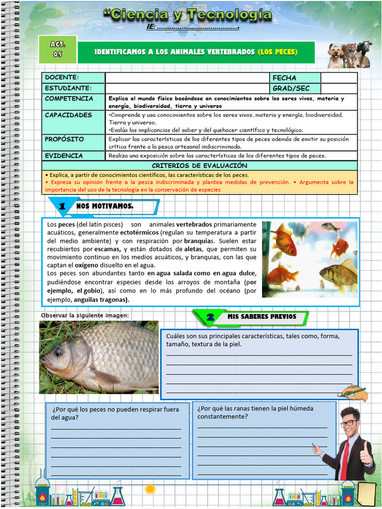 Los Animales Vertebrados. Los Peces | PDF