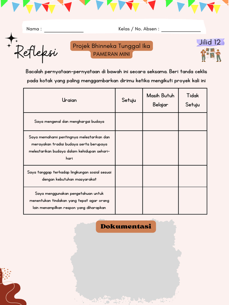 Refleksi P5 - Jilid 12 Bhinneka Tunggal Ika | PDF | Karier & Perkembangan