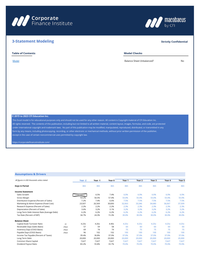 Intro To 3-Statement Modeling Model (Complete) | PDF | Equity (Finance ...