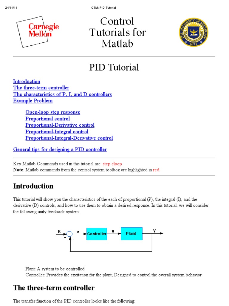 CTM - PID Tutorial | PDF | Control Theory | Signal Processing CTM - PID Tutorial | PDF | Control Theory | Signal Processing