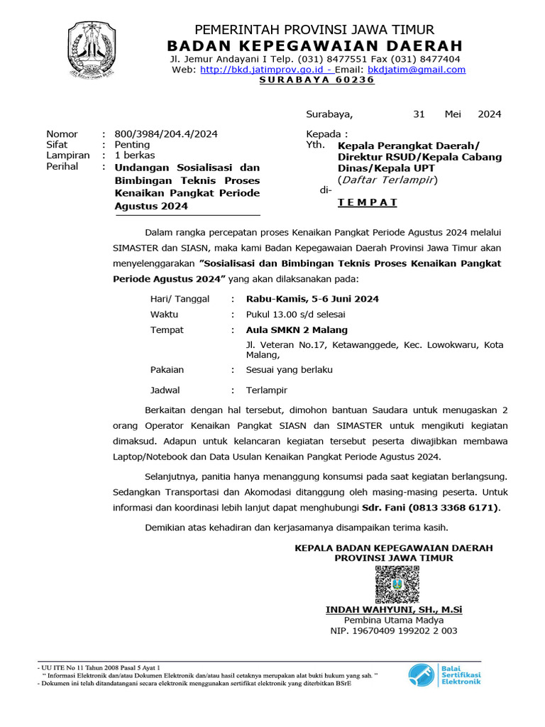 Undangan Sosialisasi Dan Bimtek Kenaikan Pangkat Sign | PDF Undangan Sosialisasi Dan Bimtek Kenaikan Pangkat Sign | PDF