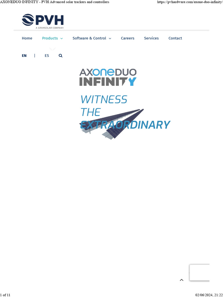 AXONEDUO INFINITY - PVH Advanced Solar Trackers and Controllers | PDF