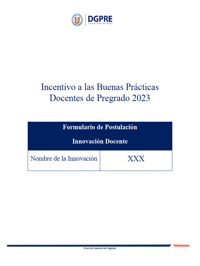 Formulario Incentivo Buenas Pra Cticas Innovacio N Docente 2023 | PDF | Aprendizaje