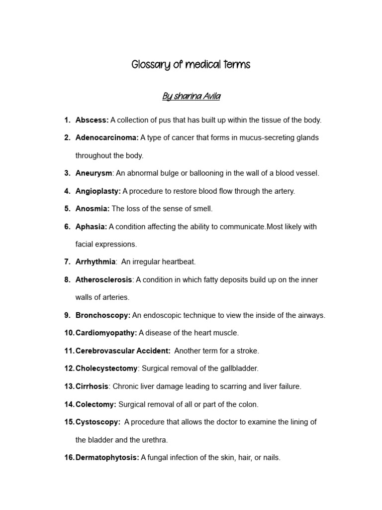 Glossary of Medical Terms | PDF | Human Body | Organ (Anatomy)