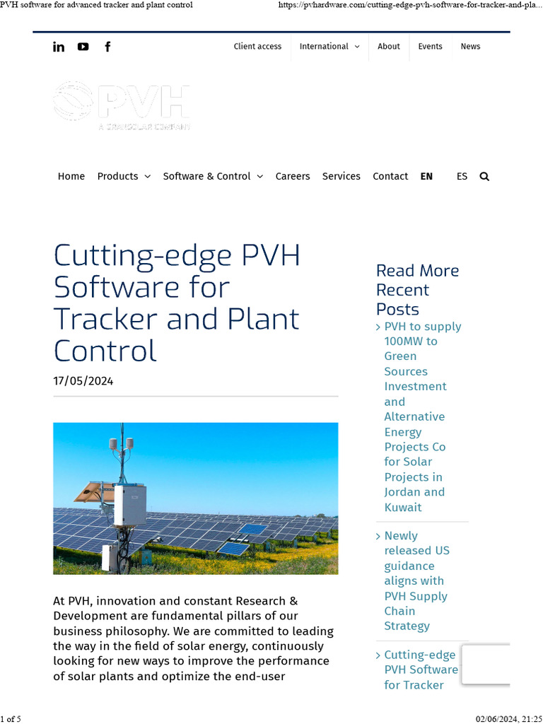 PVH Software For Advanced Tracker and Plant Control | PDF | Computer ...