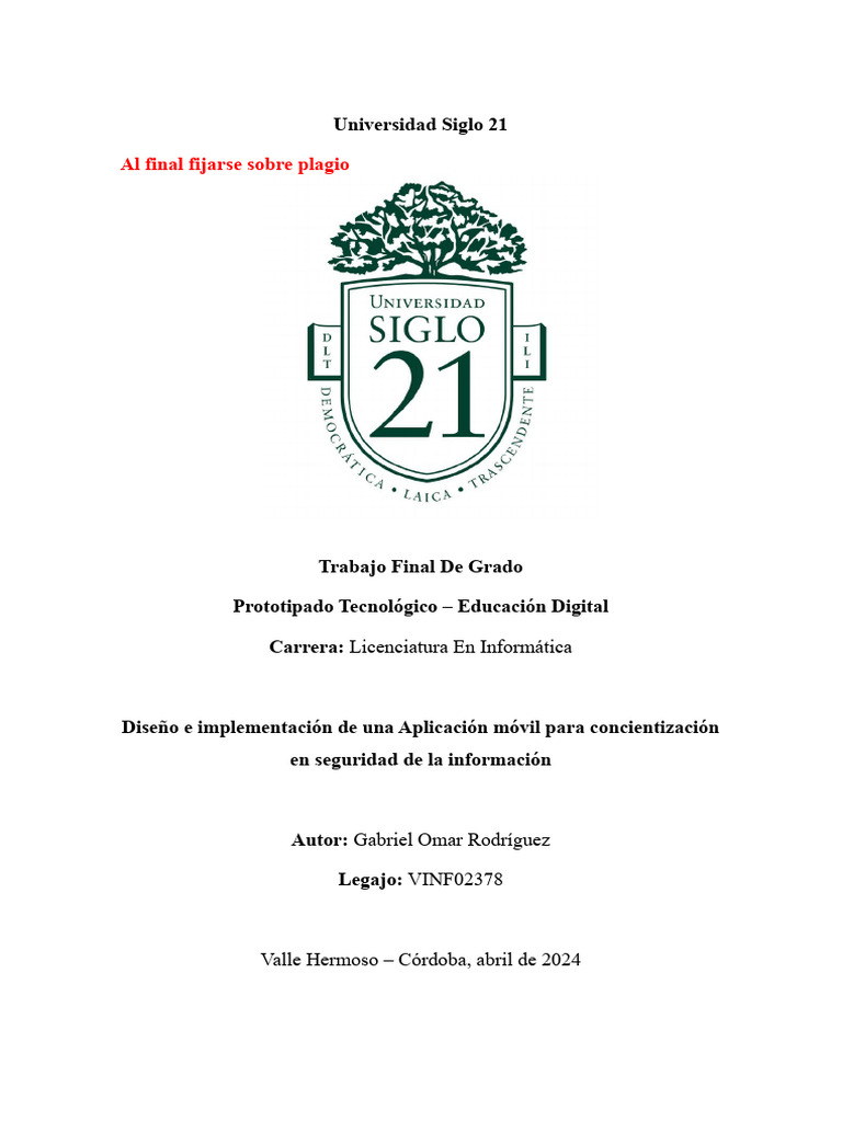 Rodríguez Juan Mario - TFG Entrega 4.corregido | PDF | La seguridad ...