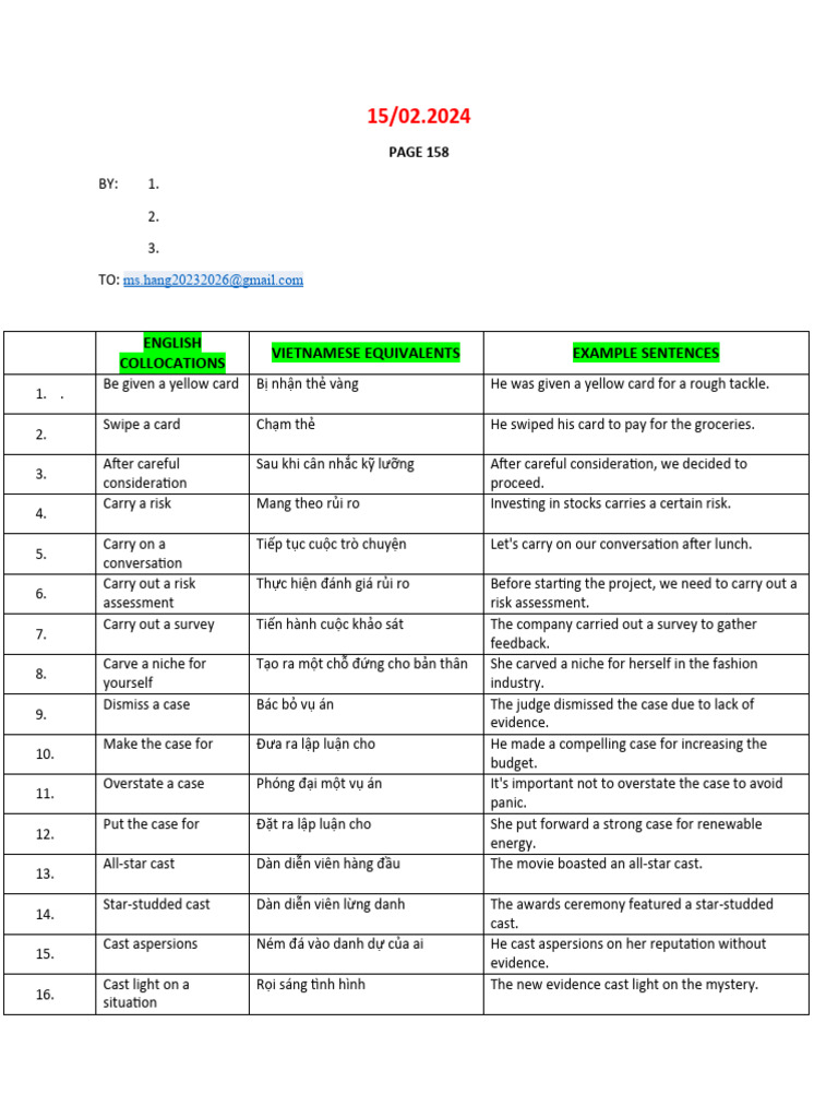 Advanced Collocations Phuc | PDF
