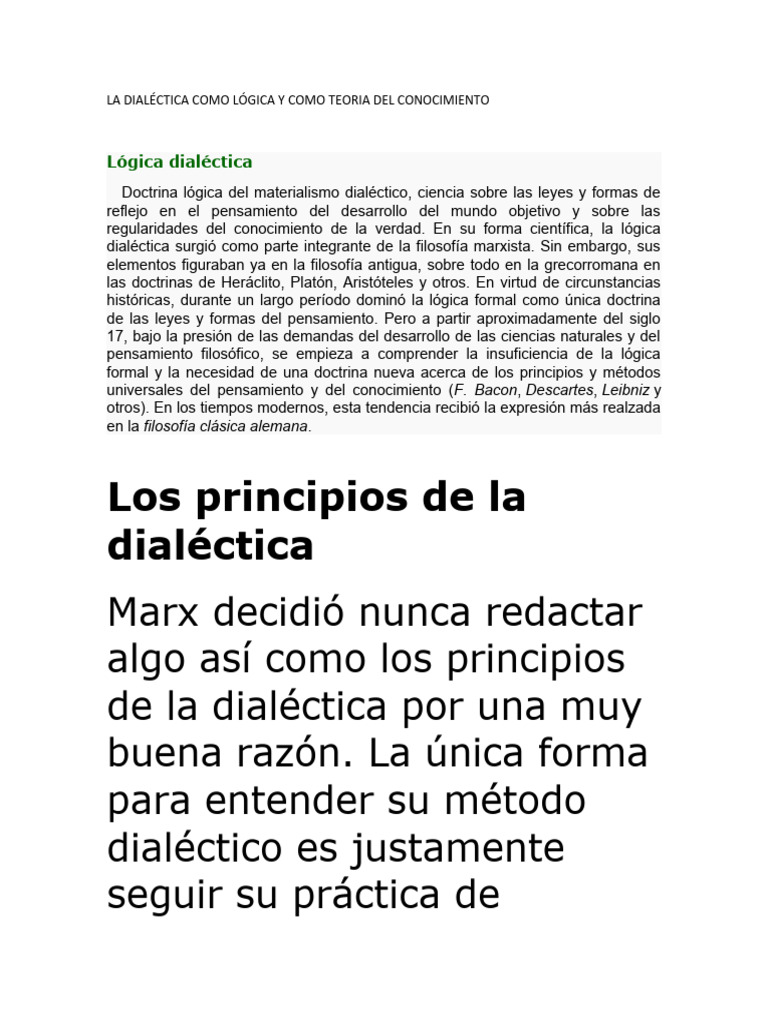 la dialectica | Descargar gratis PDF | Dialéctico | Pensamiento