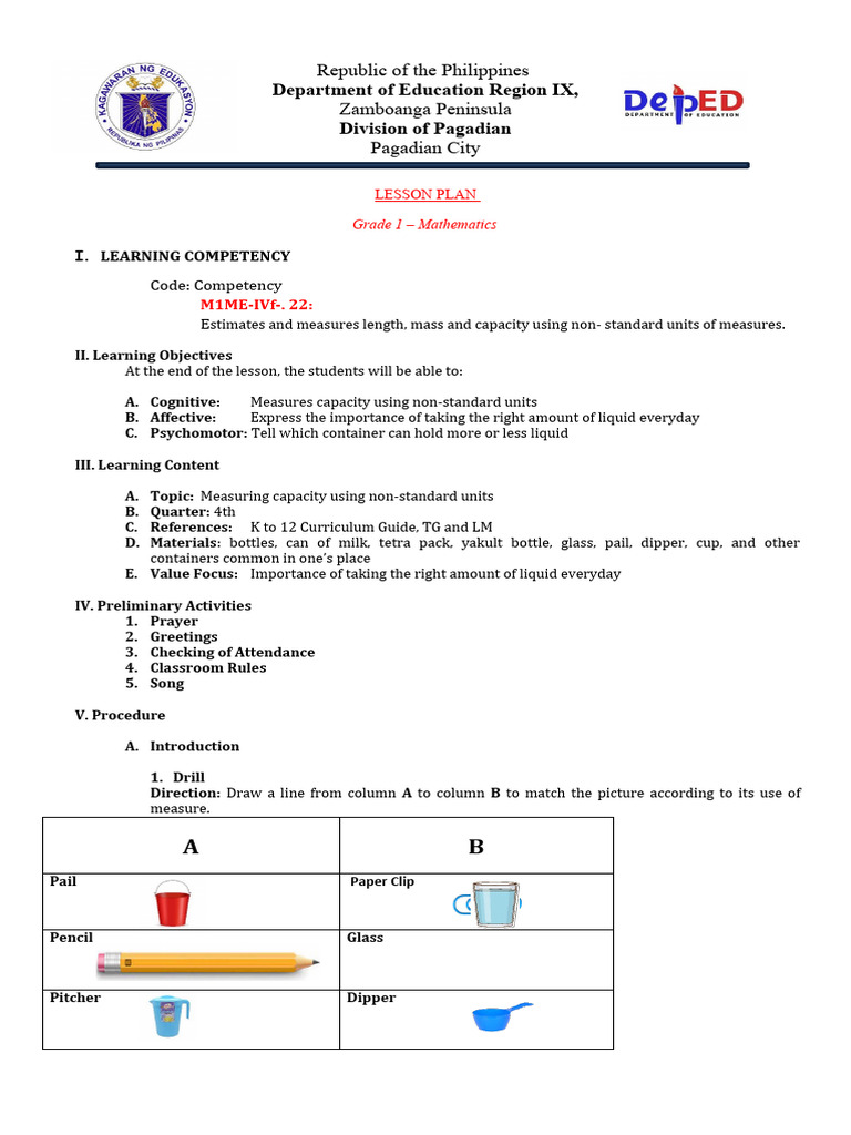 DEMO Math Lesson Plan | PDF | Water | Cognition