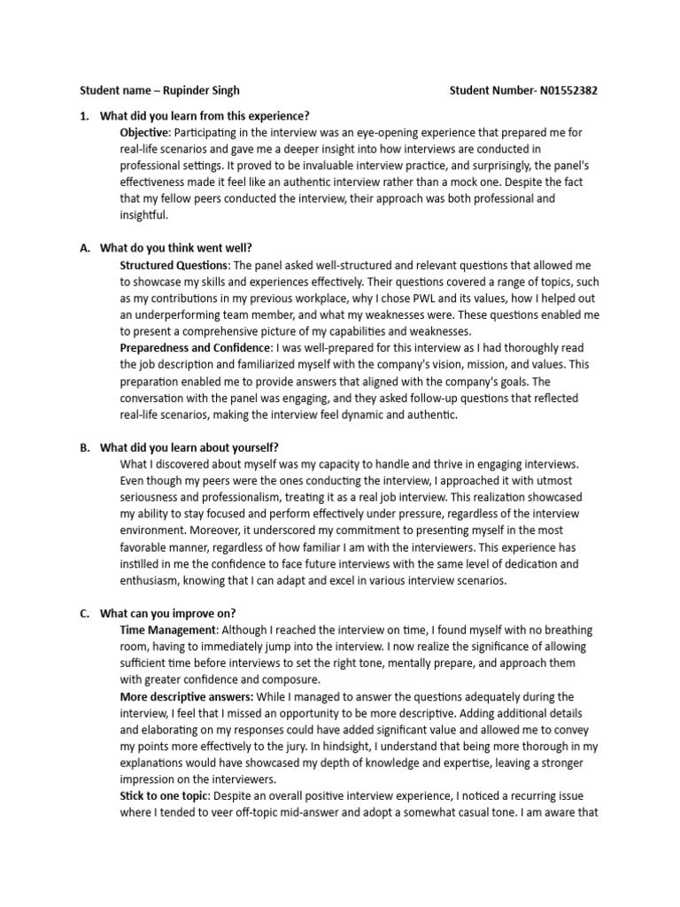 Mock Interview Assignment | PDF | Cognitive Science | Cognition