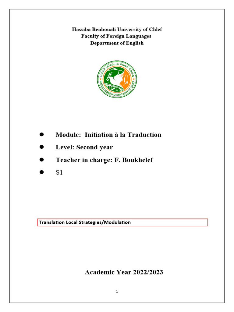 08 Translation Local Strategies Modulation | PDF | Translations ...