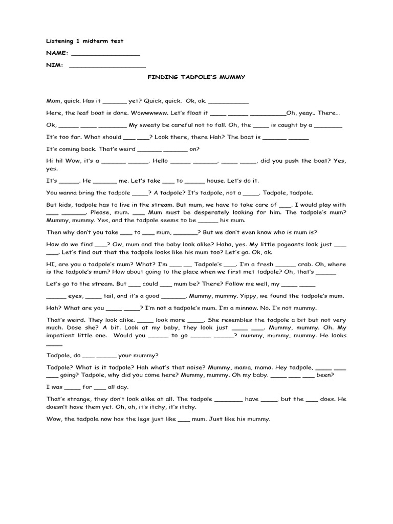 Children's Story: Tadpole's Adventure | PDF