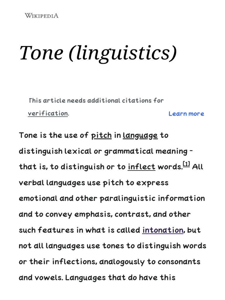 Linguistic Tone and Tonal Languages | PDF | Tone (Linguistics) | Stress ...