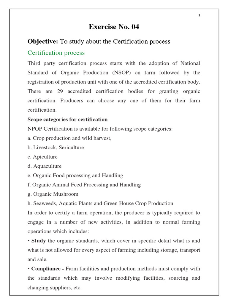 To Study About The Organic Certification Process | PDF | Agriculture | Food Industry