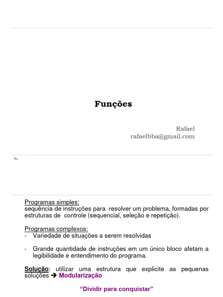 Aula 11 - Funções-Parte1 | PDF | Parâmetro (programação de computador ...