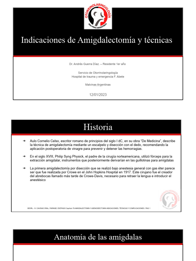 Ateneo Indicaciones y Tecnicas de Amigdalectomia | PDF | Cirugía ...