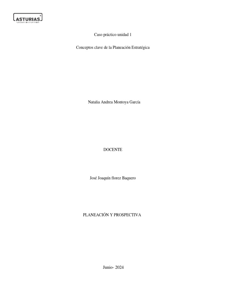 Caso Practico Unidad 1 - Planeacion y Prospec | PDF | Business | Cadena de suministro
