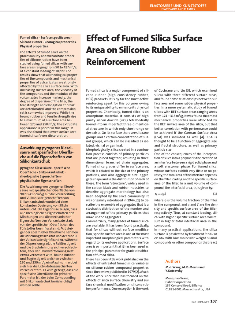 Effect of Fumed Silica Surface | PDF | Adsorption | Silicon Dioxide