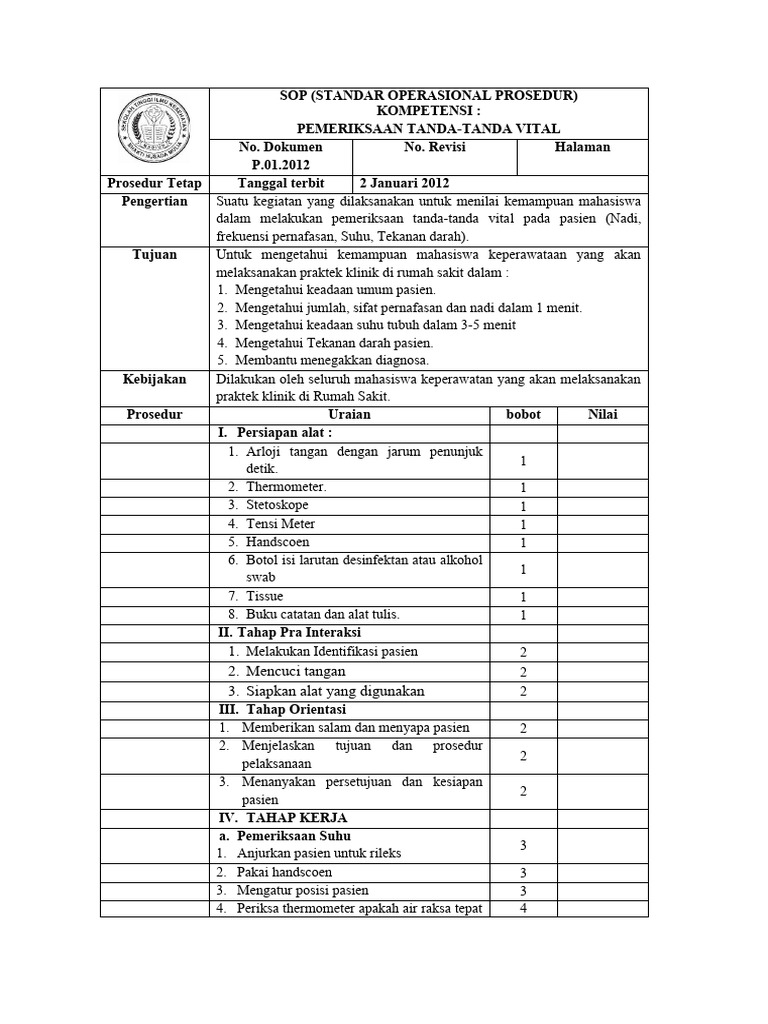 Sop TTV | PDF | Kesehatan Holistik | Sains & Matematika