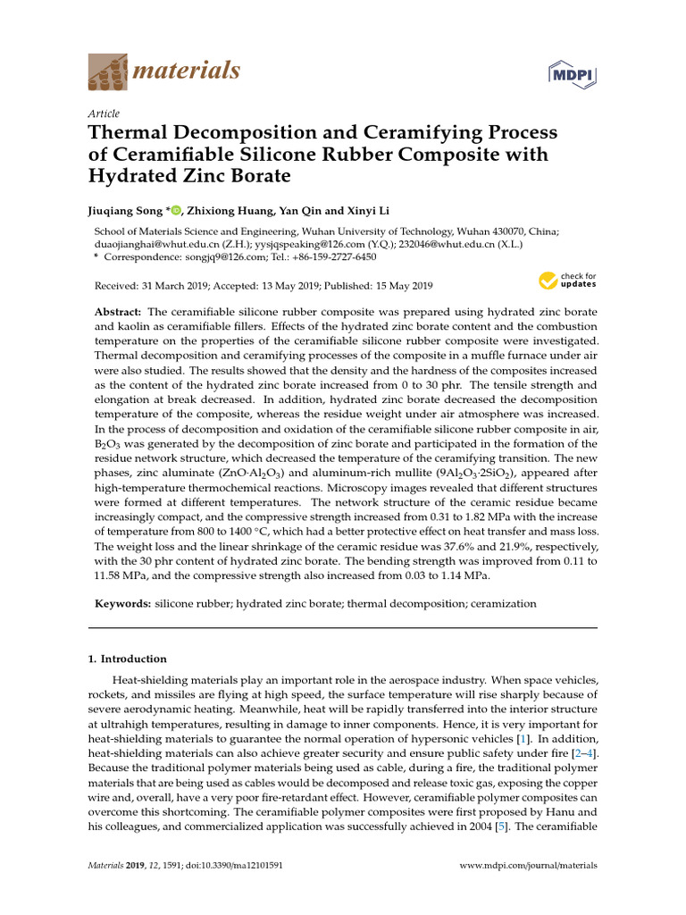 Thermal Decomposition and Ceramifying Process | PDF | Composite ...