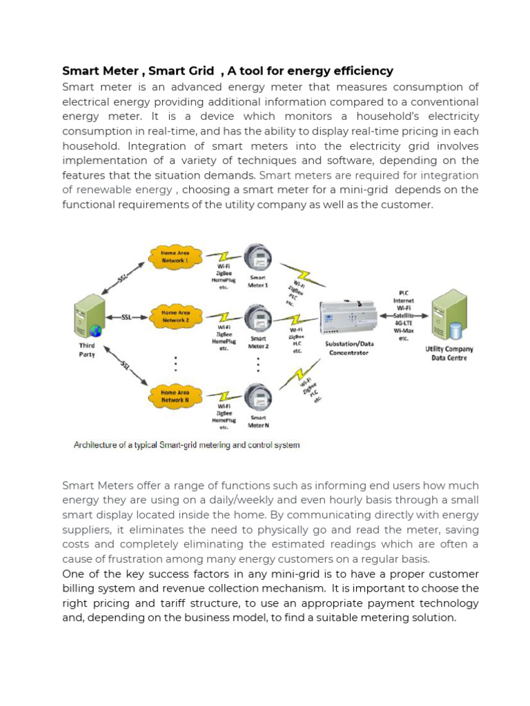 Smart Meter, Smart Grid, A Tool For Energy Efficiency | Download Free PDF | Smart Grid ...