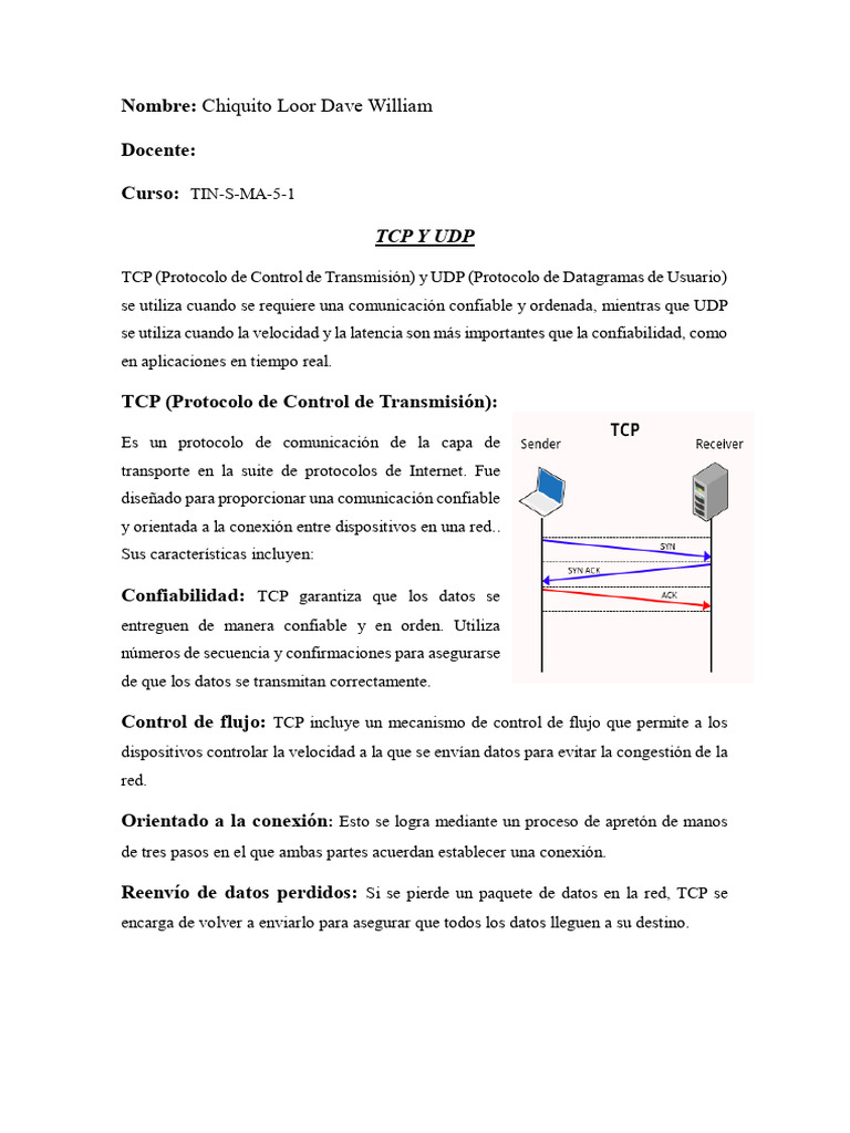 TCP y Udp | PDF | Protocolo de Control de Transmisión | Protocolos de internet