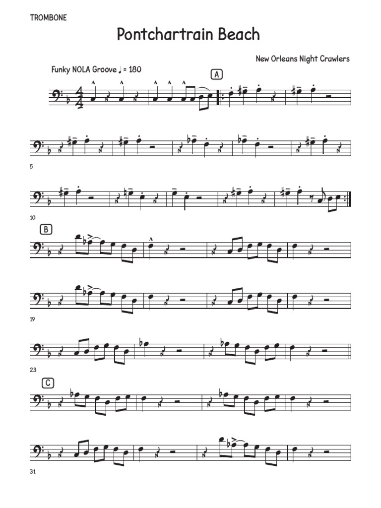 Pontchartrain Beach (3 HORN) - TROMBONE | PDF