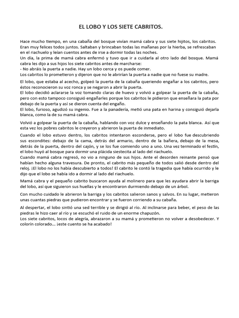 El Lobo Y Los 7 Cabritos Pdf