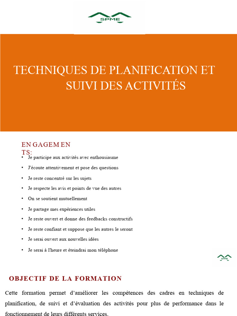 Technique de Planification Et Suivi Des Activites | PDF | Planification ...