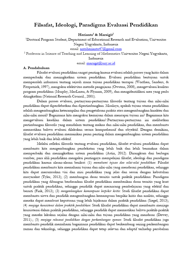 Filsafat, Ideologi, Paradigma Evaluasi Pendidikan | PDF | Sains & Matematika