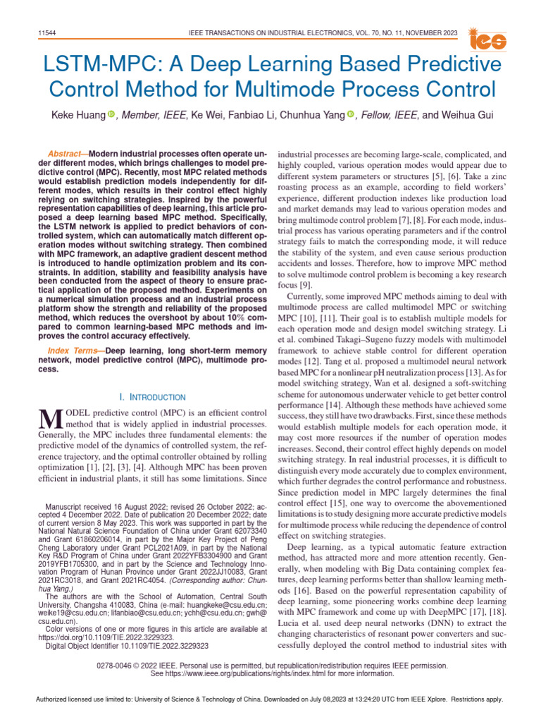 LSTM-MPC for Multimode Process Control | PDF | Mathematical ...