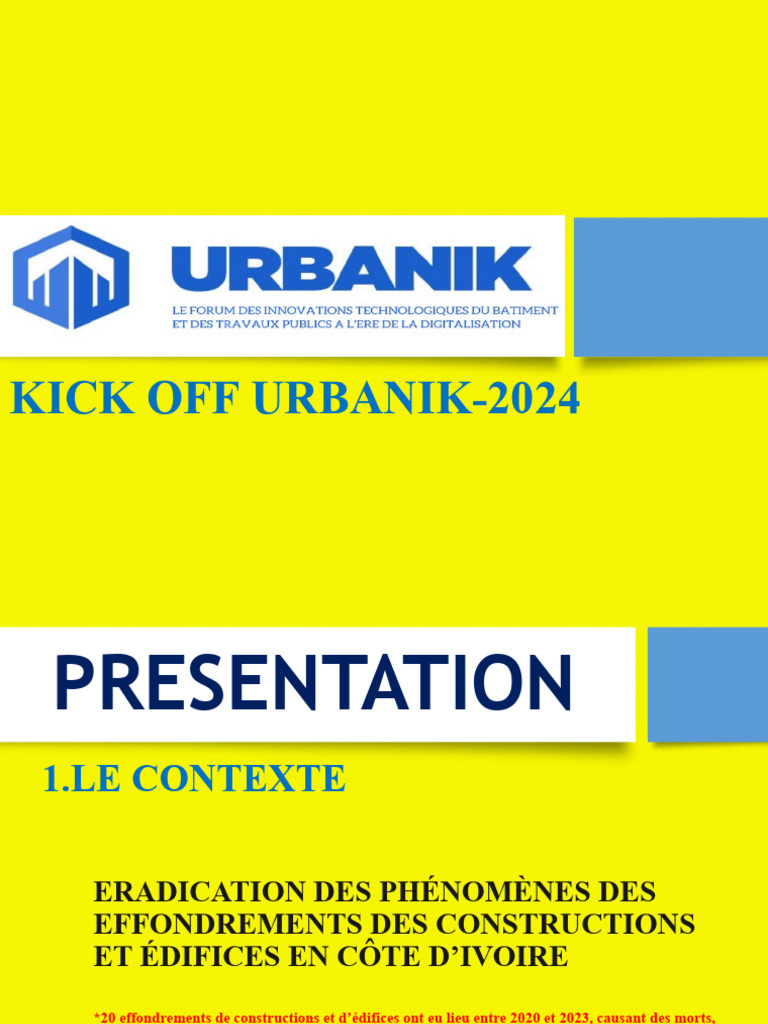 Forum URBANIK 2024 : Innovations BTP en Côte d'Ivoire | PDF | Petite ou ...