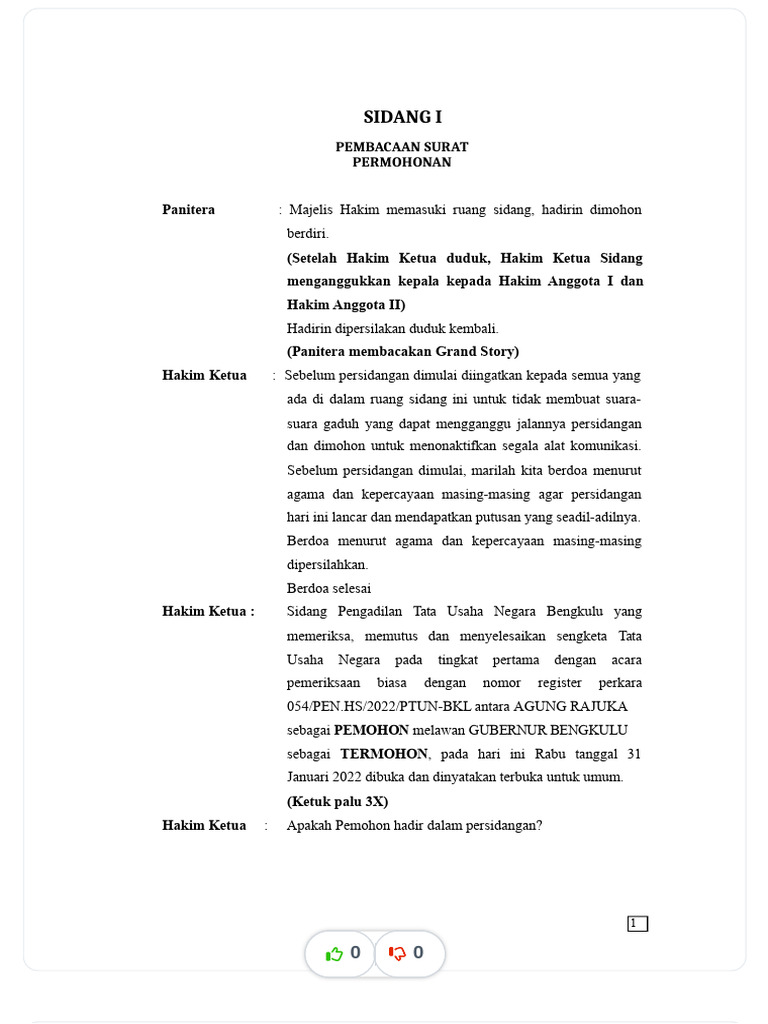 Contoh Skenario Sidang Ptun Dialog - Compress | PDF | Hukum