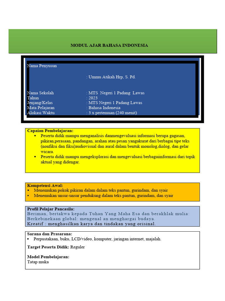 Modul Puisi Rakyat | PDF | Karier & Perkembangan