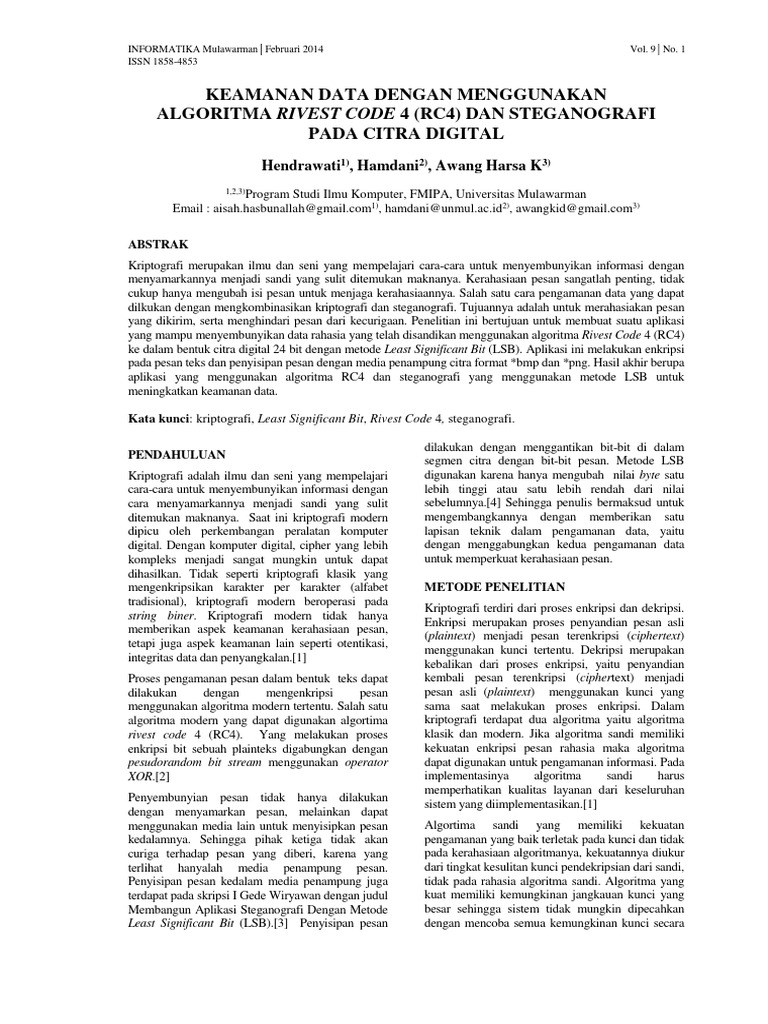 Keamanan Data: RC4 & Steganografi | PDF