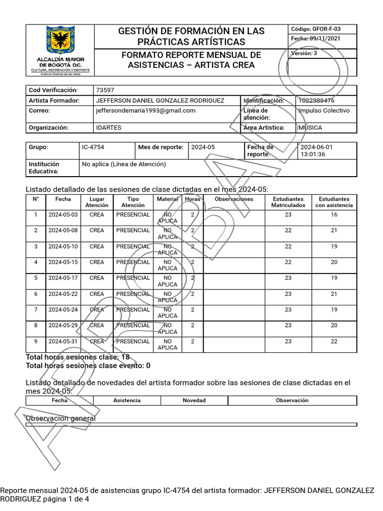 Reporte Mensual | PDF